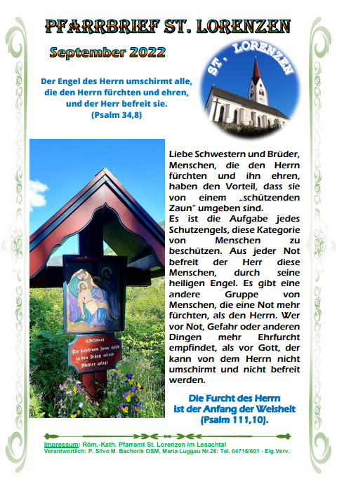 Pfarrbrief September 2022 – St. Lorenzen im Lesachtal